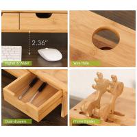 China Single-Tier 54x22.5x14cm Bamboo Computer Monitor Riser with Desktop Stand and 2 Drawer for sale