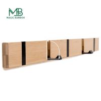 China Convenient Storage Bamboo Wall Mounted Coat Rack With 5 Dual Rails Hooks For Entryway for sale