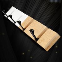 China Convenient Storage Bamboo Wall Mounted Coat Rack With 5 Dual Rails Hooks For Entryway for sale
