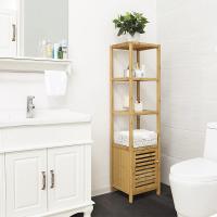 China CLASSIC Design Style Multifunctional Bamboo Cabinet 4 Tiers Floor Bathroom Storage for sale