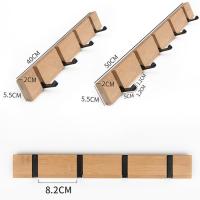 China Convenient Storage Bamboo Wall Mounted Coat Rack With 5 Dual Rails Hooks For Entryway for sale