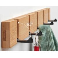 China Convenient Storage Bamboo Wall Mounted Coat Rack With 5 Dual Rails Hooks For Entryway for sale