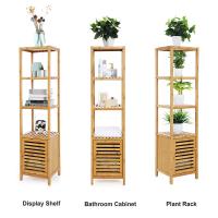 China CLASSIC Design Style Multifunctional Bamboo Cabinet 4 Tiers Floor Bathroom Storage for sale