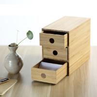 China 100% Solid Bamboo 3-Drawer Chest Storage Office Supplies Desk Organizer for Sundries for sale