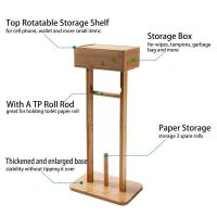 China Freestanding Bathroom Storage Rack Bamboo Toilet Roll Holder For Paper for sale