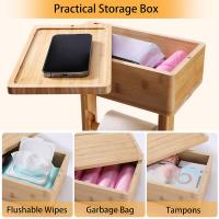 China Freestanding Bathroom Storage Rack Bamboo Toilet Roll Holder For Paper for sale
