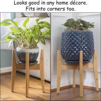 China Natural Bamboo Stand White Ceramic Small Planter Pot for Modern Living Spaces for sale