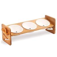 China Standing Type Installation Single-Tier Bamboo Stand Pet Feeder for Small Medium Pets for sale