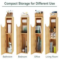 China Multifunctional Bamboo Toilet Paper Storage Cabinet Roll Holder Cupboard Space Saving for sale