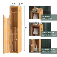 China Multifunctional Bamboo Toilet Paper Storage Cabinet Roll Holder Cupboard Space Saving for sale