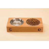 China Custom Logo Bamboo Pet Feeders Simple Design Sustainable and Stable for Modern Style for sale