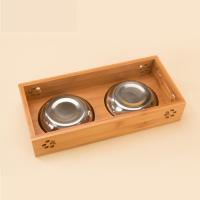 China Custom Logo Bamboo Pet Feeders Simple Design Sustainable and Stable for Modern Style for sale