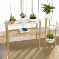 China American Style 2 Tier Tall Corner Bamboo Plant Stand Ideal for Garden and Office Usage for sale