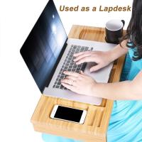 China CE/EU Certified Bamboo Laptop Stand Organizer Ideal for Home and Office Computer Desk for sale