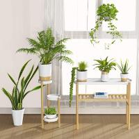 China American Style 2 Tier Tall Corner Bamboo Plant Stand Ideal for Garden and Office Usage for sale