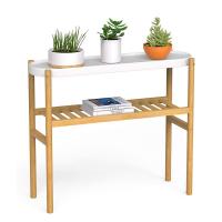 China American Style 2 Tier Tall Corner Bamboo Plant Stand Ideal for Garden and Office Usage for sale
