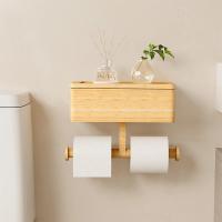 China 3 In 1 Bamboo Bathroom Storage Rack Wall Mount Toilet Paper Holder OEM for sale