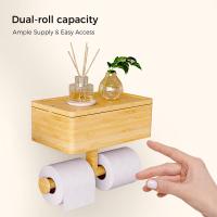 China 3 In 1 Bamboo Bathroom Storage Rack Wall Mount Toilet Paper Holder OEM for sale
