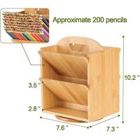 China Standing Type 6 Compartments Bamboo Desk Storage Set for Documents and Office Supplies for sale