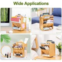 China Standing Type 6 Compartments Bamboo Desk Storage Set for Documents and Office Supplies for sale