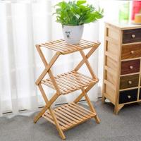China Space-saving 3-Tier Bamboo Flower Pot Rack Shelf Planter Display Organizer 34x34x97cm for sale