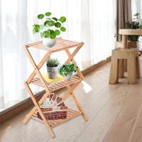 China Space-saving 3-Tier Bamboo Flower Pot Rack Shelf Planter Display Organizer 34x34x97cm for sale