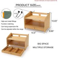 China Standing Type Non-folding Rack Bamboo Desk Organizer with Drawer and Storage Cabinet Box for sale