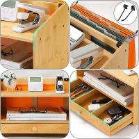 China Standing Type Non-folding Rack Bamboo Desk Organizer with Drawer and Storage Cabinet Box for sale