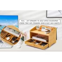 China Standing Type Non-folding Rack Bamboo Desk Organizer with Drawer and Storage Cabinet Box for sale