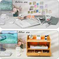 China Standing Type Non-folding Rack Bamboo Desk Organizer with Drawer and Storage Cabinet Box for sale