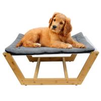 China OEM Bamboo Pet Beds Long Faux Fur Dog Bed Frame Wood for sale