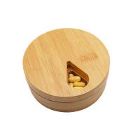 China Functional and Durable Bamboo Daily Travel Round Pill Organizer with Days of the Week for sale