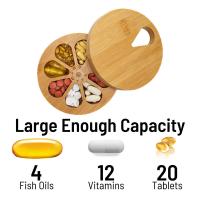 China Functional and Durable Bamboo Daily Travel Round Pill Organizer with Days of the Week for sale