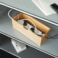 China Convenient Bamboo Storage Box With Lid For Neatly Storing Cables 1-2KG 31.8x12.2x10cm for sale