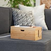China Convenient Bamboo Storage Box With Lid For Neatly Storing Cables 1-2KG 31.8x12.2x10cm for sale