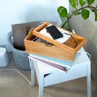 China Convenient Bamboo Storage Box With Lid For Neatly Storing Cables 1-2KG 31.8x12.2x10cm for sale