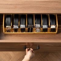 China Upgrade Your Closet with Our Sustainable Bamboo Belt Display Case 7 Dividers Included for sale