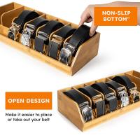 China Upgrade Your Closet with Our Sustainable Bamboo Belt Display Case 7 Dividers Included for sale