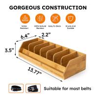 China Upgrade Your Closet with Our Sustainable Bamboo Belt Display Case 7 Dividers Included for sale