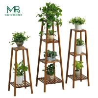 China Natural Multi-layer Flower Stand for Balcony Living Room Home Decoration Potted Plant for sale