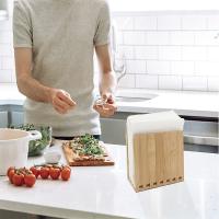 China Bamboo Napkin Holder Adjustable Wood Storage Rack for Dining Room Picnic Kitchen Table for sale