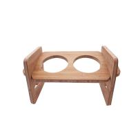 China Pet Feeding Food Made Stylish Solid Bamboo Elevated Feeder Stand with Ceramic Bowl for sale