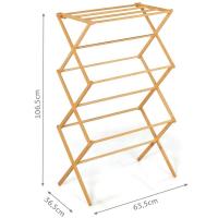 China Space-saving 120*50*150cm Bamboo Accordion Clothes Dryer Drying Rack for Clothing for sale