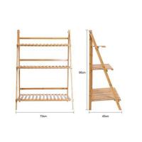 China Home Folding Bamboo Plant Rack Flowers Pot Stand Shelf For Balcony for sale