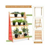 China Home Folding Bamboo Plant Rack Flowers Pot Stand Shelf For Balcony for sale