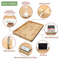 China Bamboo Bedside Board Shelf With Mobile Phone Tablet Holder for Other Home Storage Organization for sale