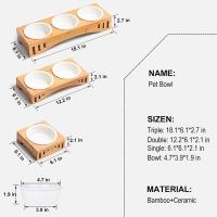 China 2023 Pop Sale Bamboo Pet Feeder with Cat Dog Bowls Multifunctional Rectangle Design for sale