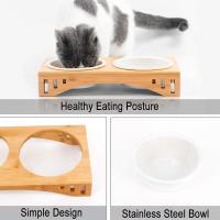 China 2023 Pop Sale Bamboo Pet Feeder with Cat Dog Bowls Multifunctional Rectangle Design for sale