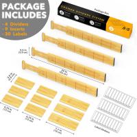 China OEM ODM Acceptable Bamboo Adjustable Drawer Dividers With Inserts And Labels for sale