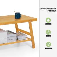China 50x100x48.5cm Bamboo Dual Tier Coffee Table With Open Storage Shelf For In Living Room for sale